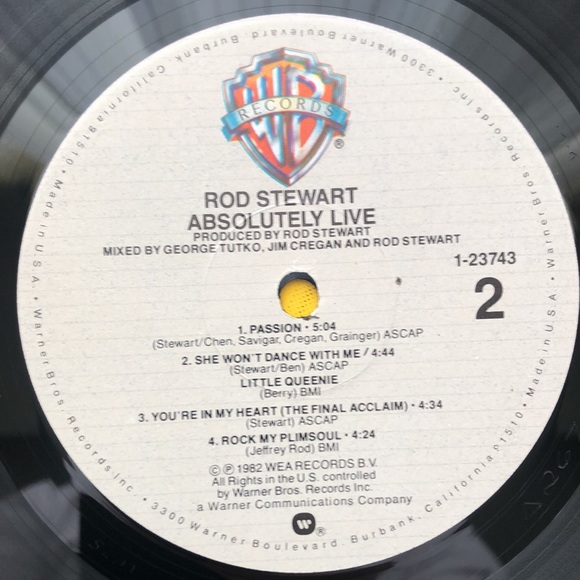 Warner Bros. | Art | Rod Stewart Absolutely Live Double Vinyl Lp Set 82 ...